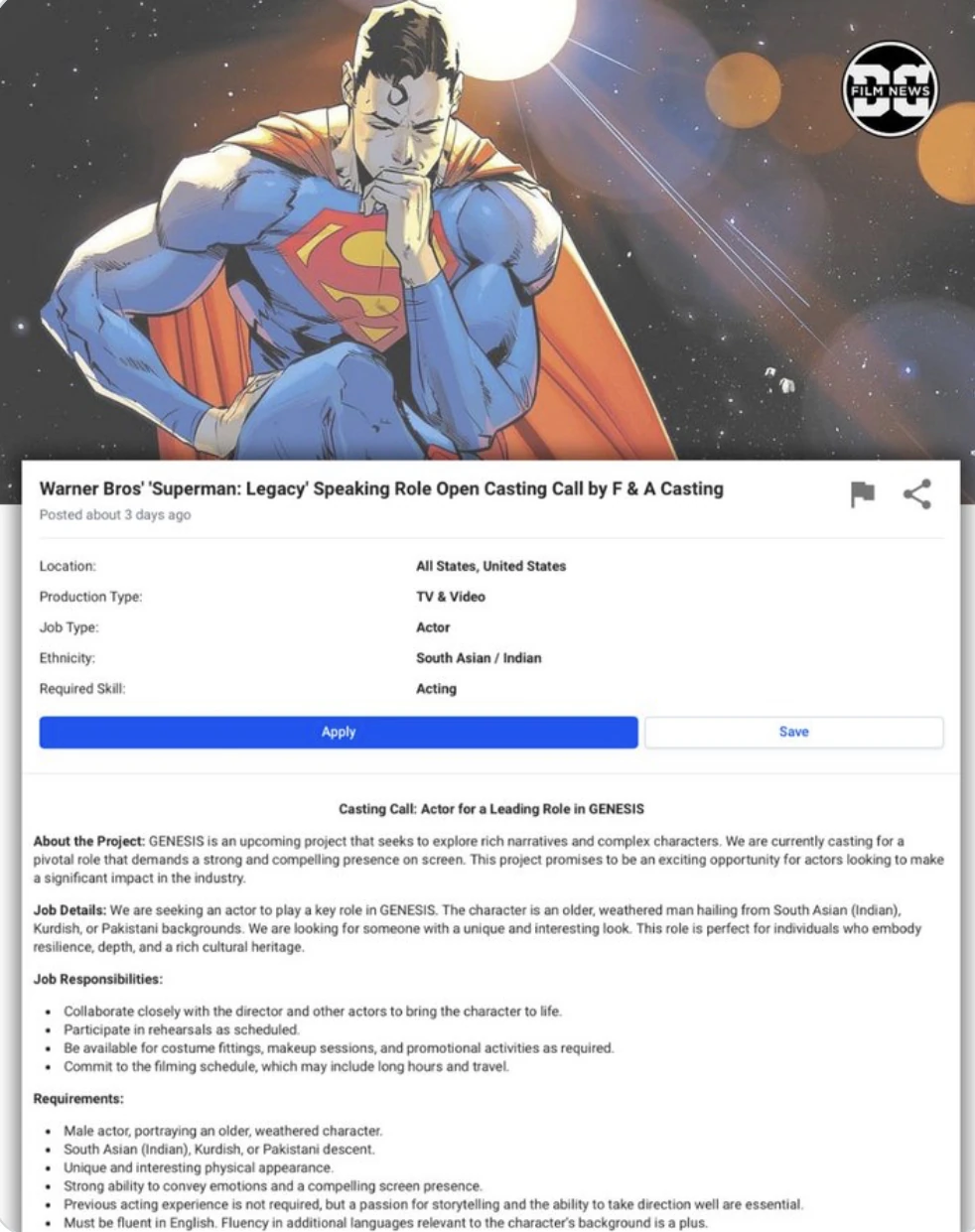 Superman: Legacy casting call | Fandom