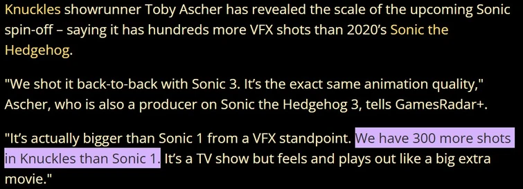 Reporters: "Knuckles is barely in the new show, it's gonna be bad guys ...