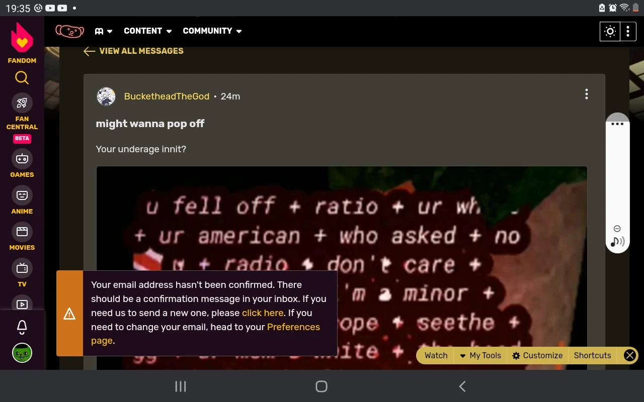 I check my notifications. And i literally see this: | Fandom
