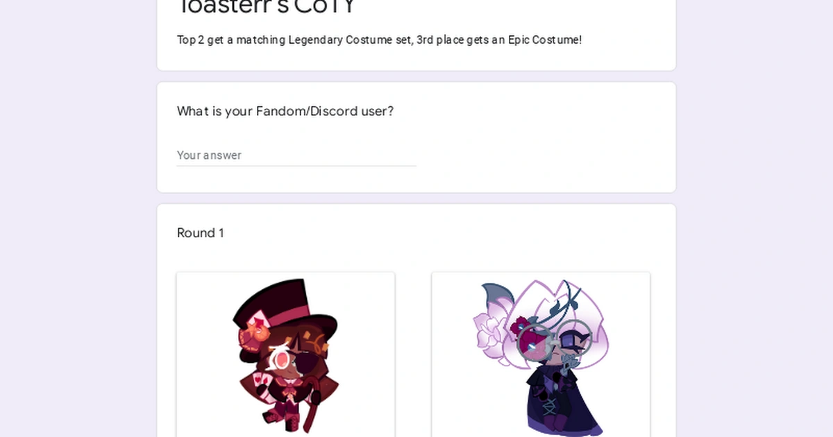Toasterr’s CoTY: Round 1: | Fandom
