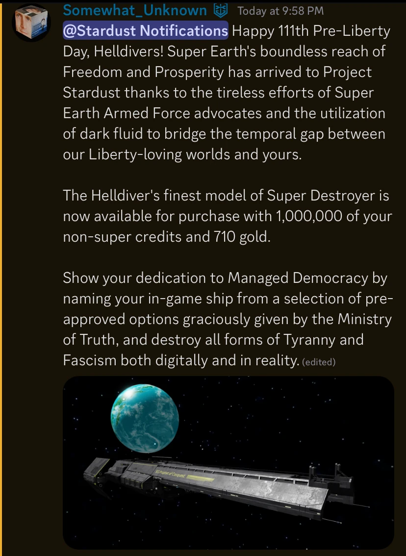spreading freedom and democracy to project stardust | Fandom