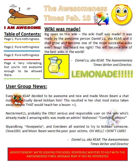 The Awesomeness Times Issue One: February 18th | Absolute Awesomeness ...