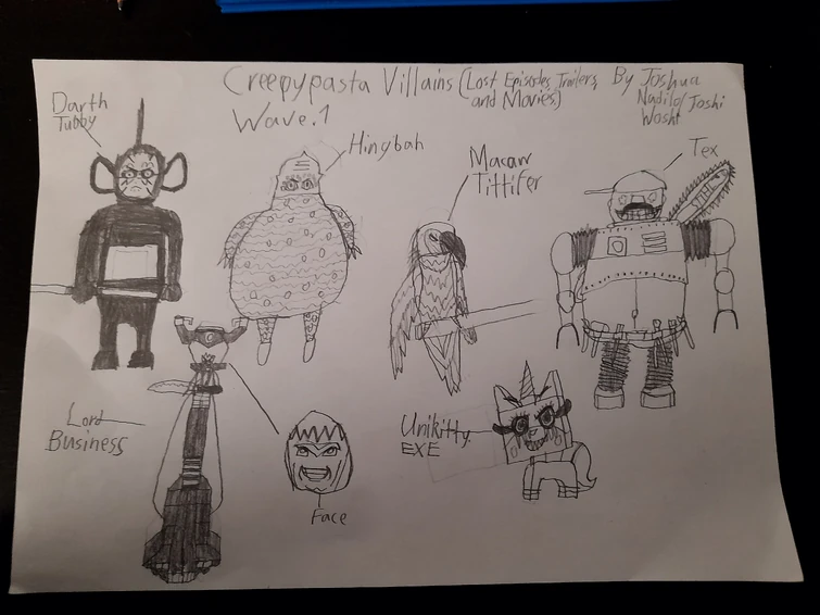 My drawing of Creepypasta villains. (Wave 1) | Fandom