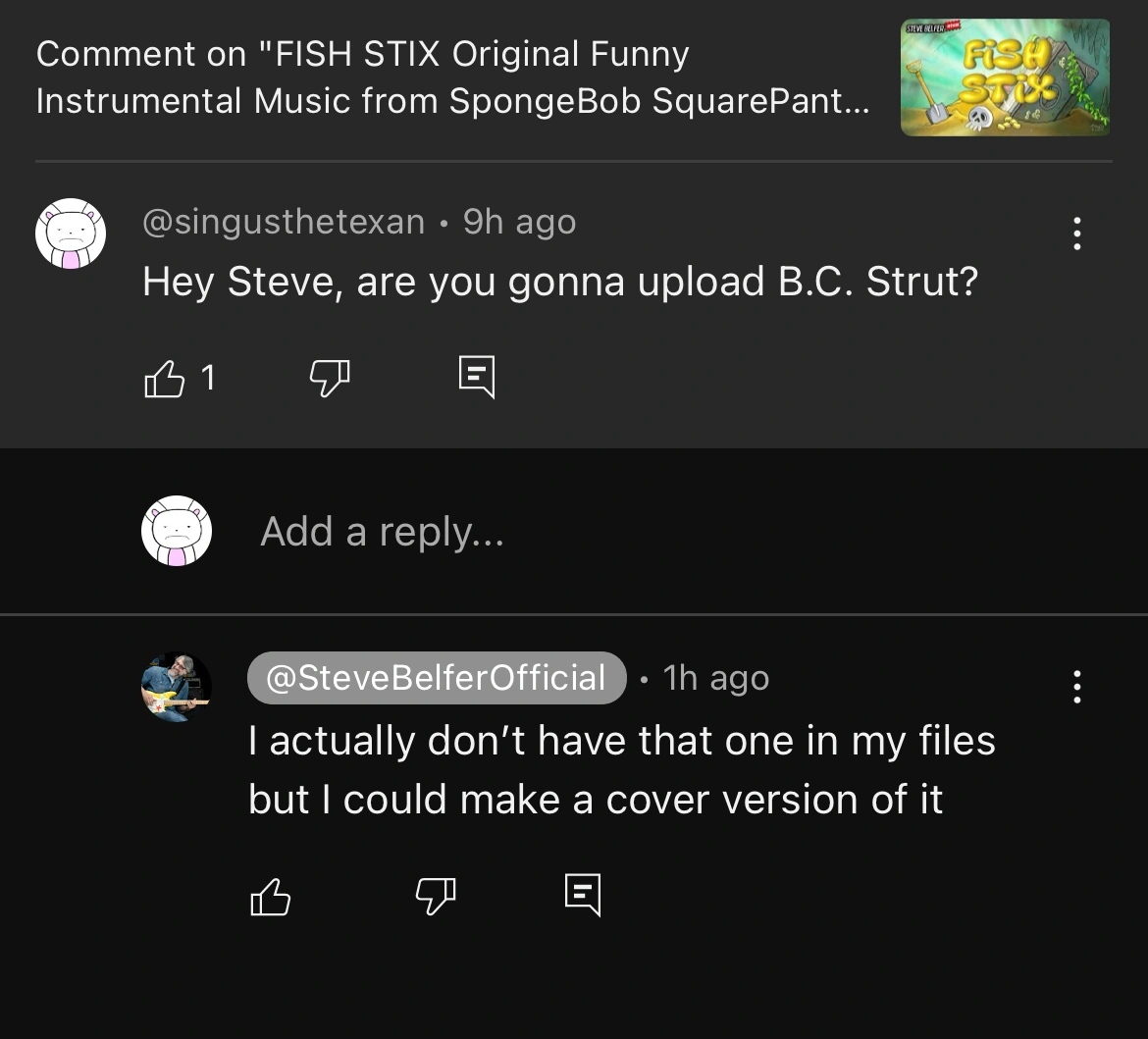 Steve Belfer is going to make a cover of B.C. Strut. | Fandom