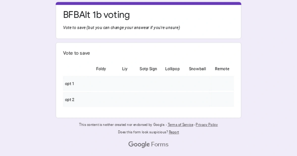 BFBAlt viewer voting (moi edition) | Fandom