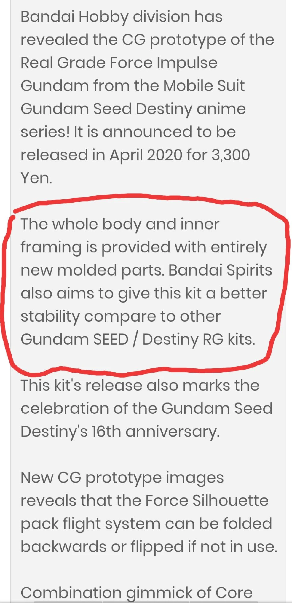 The rg impulse is coming and bandai has indicated that it will use the ...