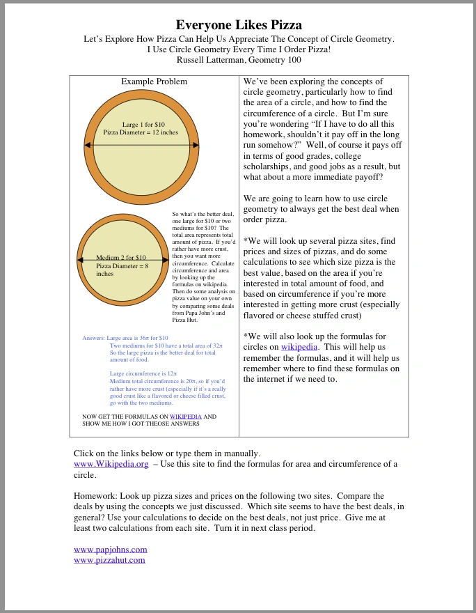 Circle Geometry The Pizza Problem | Academic Publishing Wiki | Fandom