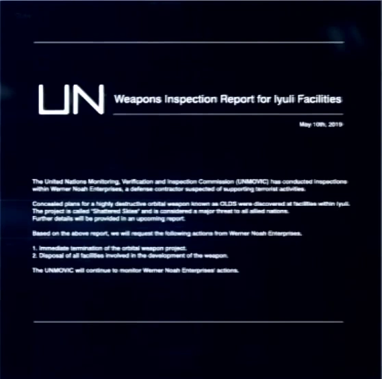 Weapons Inspection Report for Iyuli Facilities | Acepedia | Fandom