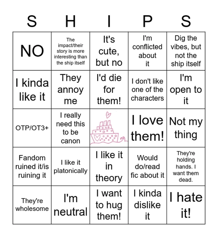 Give me ships and I'll rate them with this bingo card, I will ignore if ...