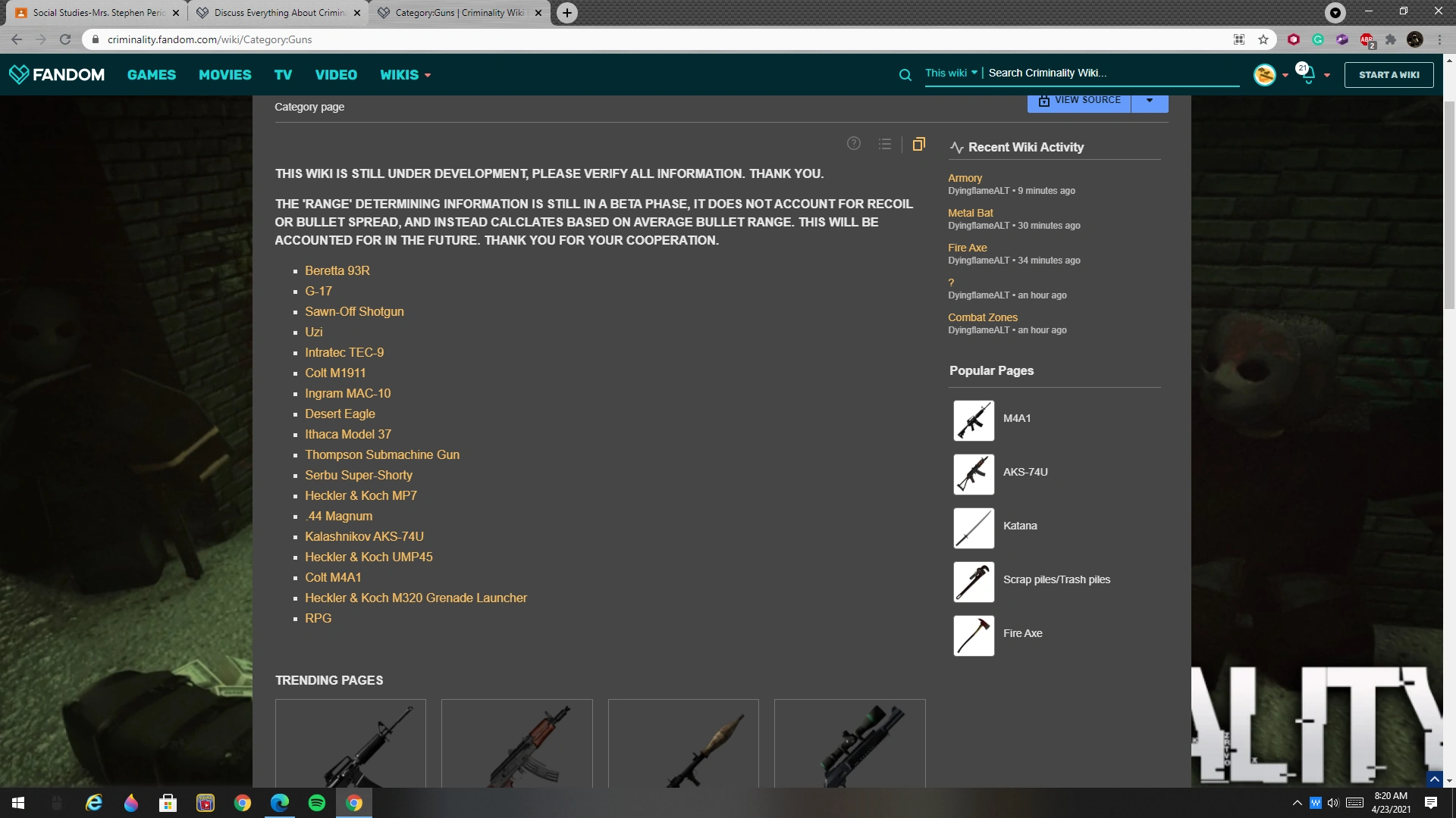 Guns Page Change Request | Fandom