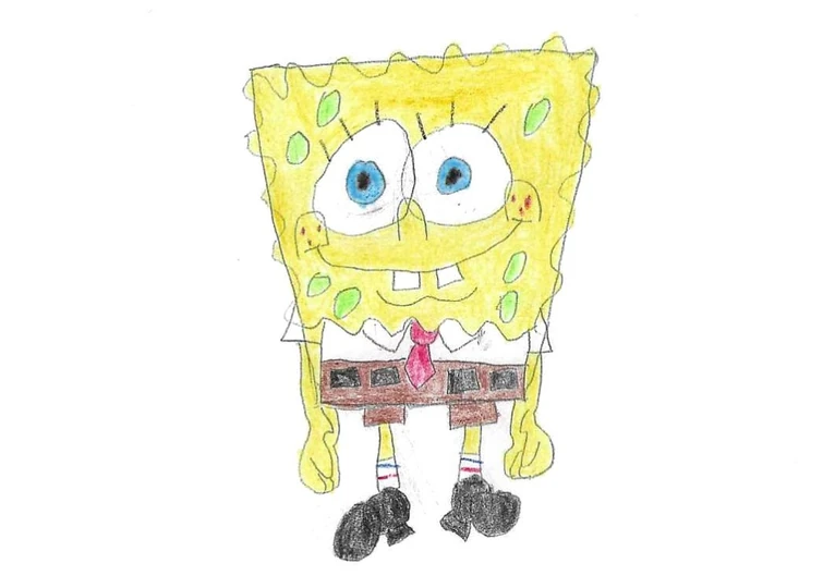 My Very First Drawing of SpongeBob SquarePants (Colored) | Fandom
