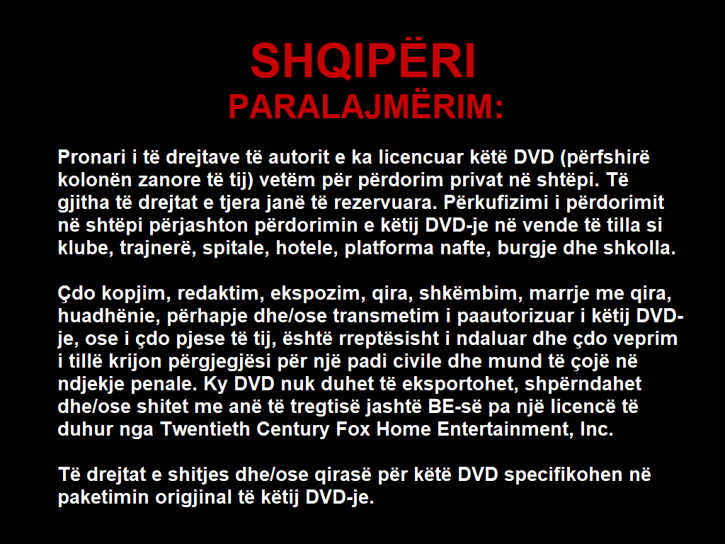 20th Century Fox Home Entertainment Warning Screens (Albania) | Adam's ...