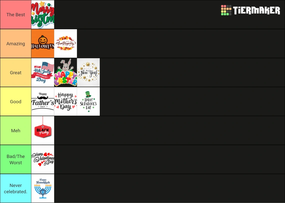 Holiday Tier List | Fandom