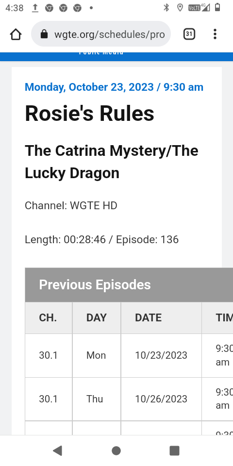 Another New Episode of Rosie's Rules but only One Episode October 23 ...