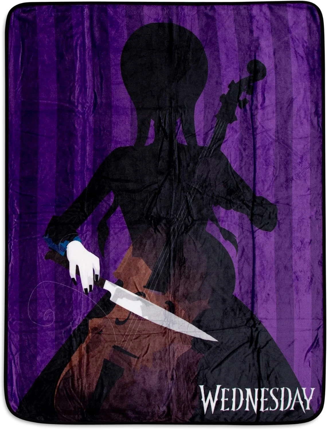Addams Family Wednesday Cello Silhouette Fleece Throw Blanket | Addams ...