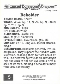 Beholder (1992 Card Set) | Advanced Dungeons & Dragons 2nd Edition Wiki ...