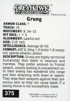 Grung (1992 Card Set) | Advanced Dungeons & Dragons 2nd Edition Wiki ...