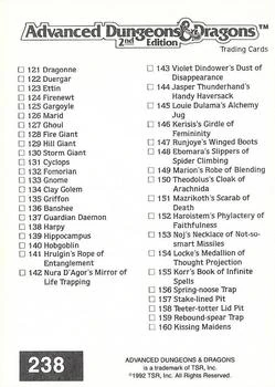 Checklist: 121–160 (1992 Card Set) | Advanced Dungeons & Dragons 2nd ...