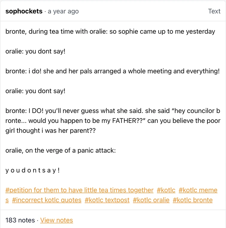 Bronte and Oralie incorrect quote :> | Fandom