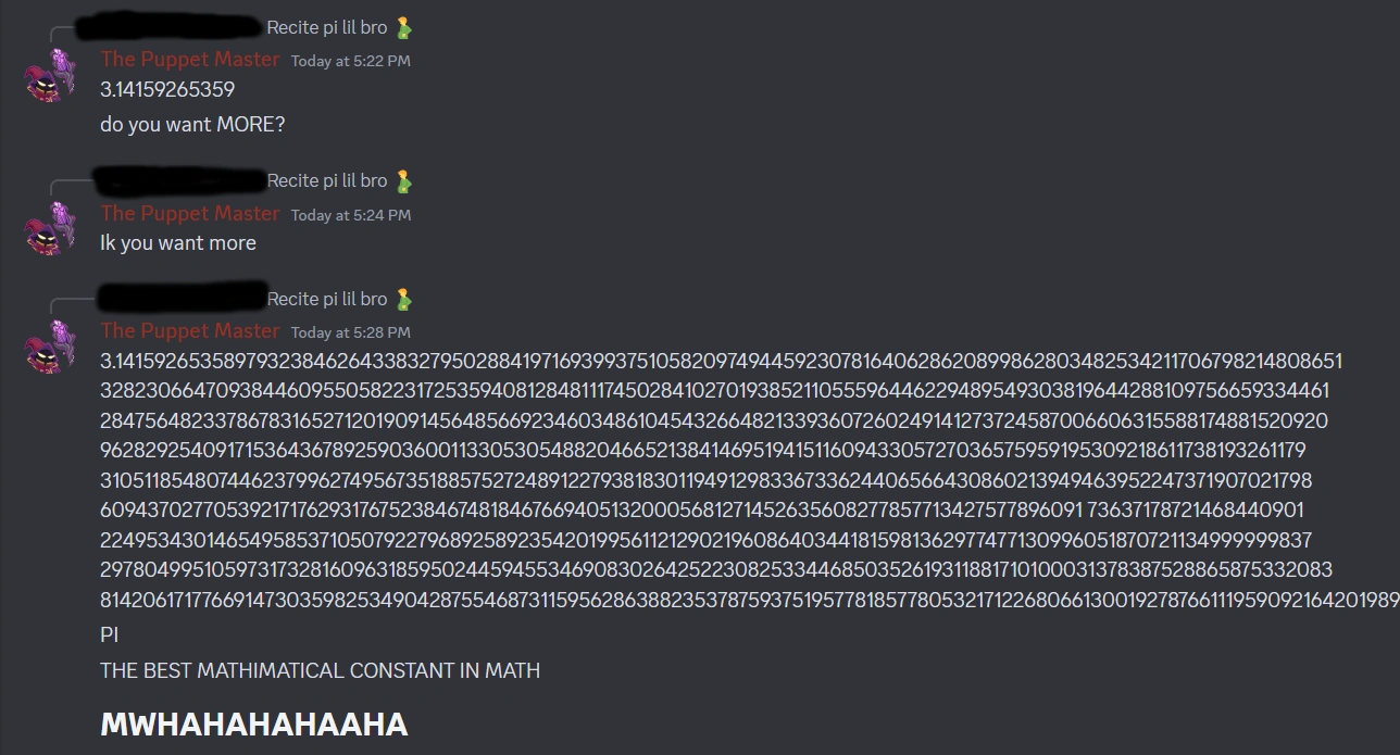 NEVER ASK THE PUPPET MASTER TO RECITE PI | Fandom