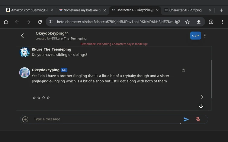 I made Okeydokeyping in Character.AI | Fandom