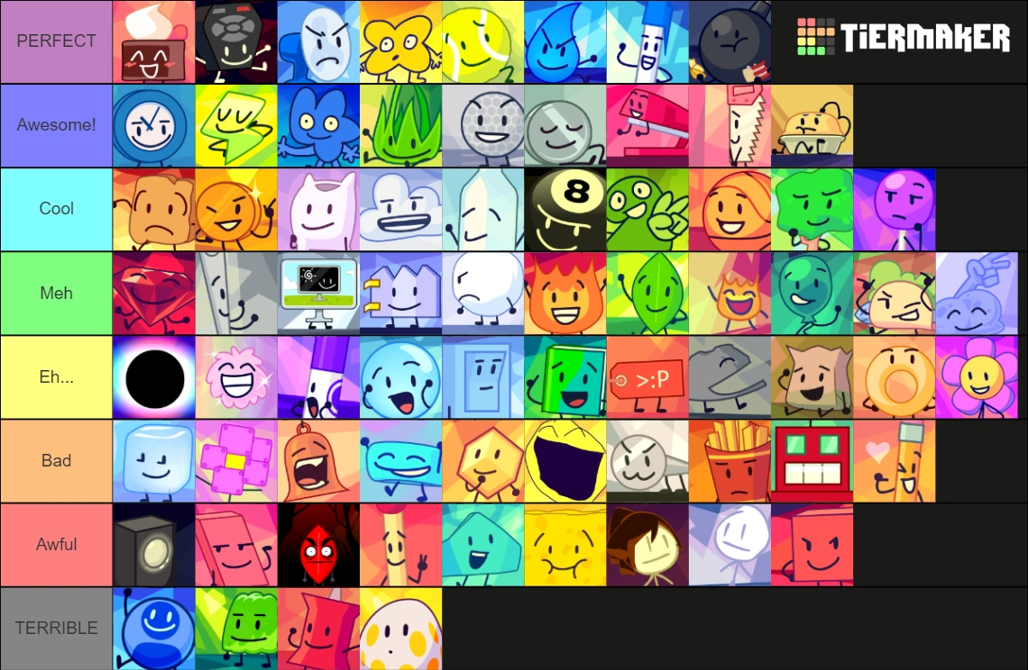 Updated AB tier list and BFDI Tier List | Fandom