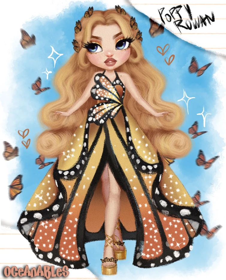 I finally drew runway poppy rowan!!! 🦋🧡 | Fandom
