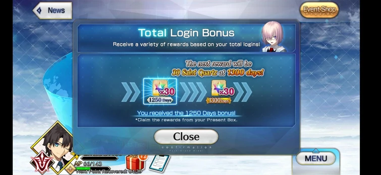 1250 Days Total Login | Fandom