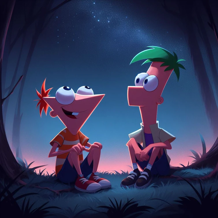 Some AI Art of Phineas and Ferb Looking Up at the Night Sky | Fandom