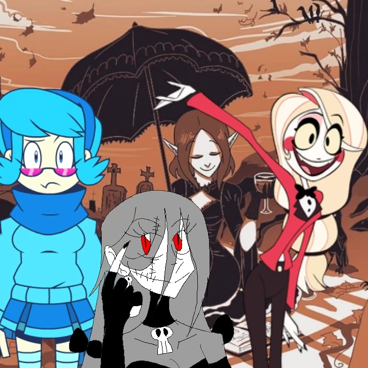Demon and Vampire and Stitched Undead and Human Girls from Hazbin Hotel ...