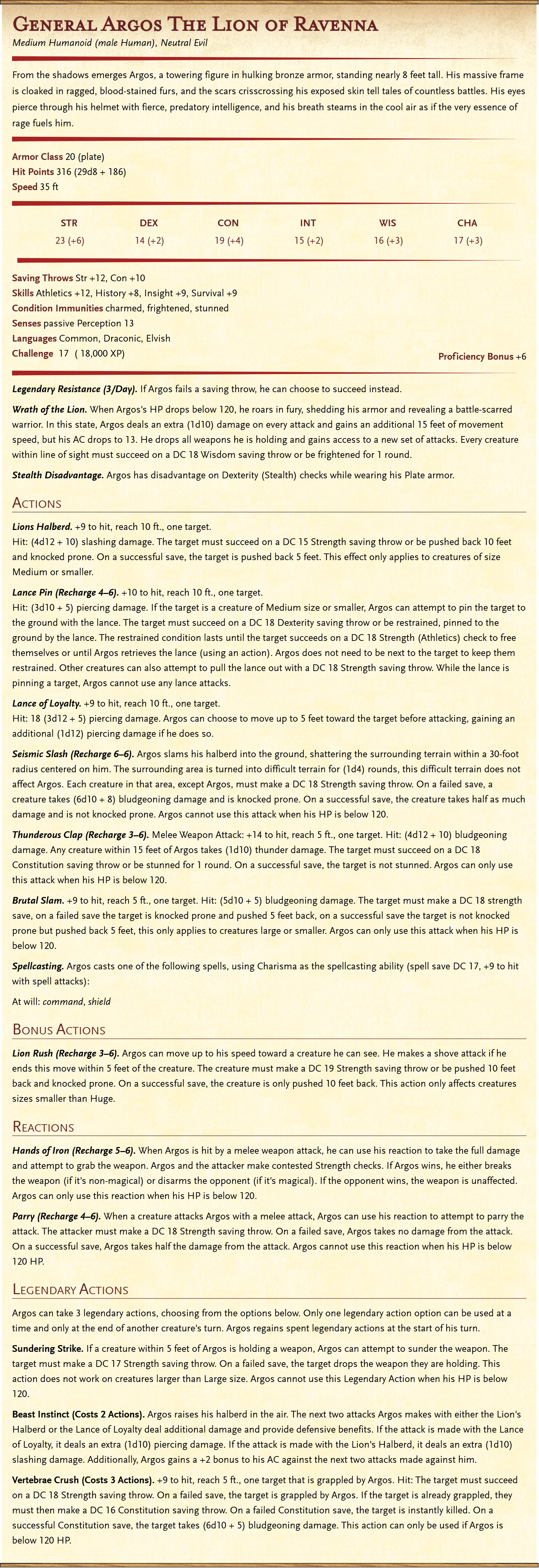 dnd statblock for bosses | Fandom