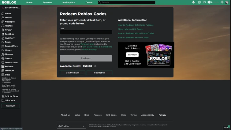I cant redeem my robux credit | Fandom