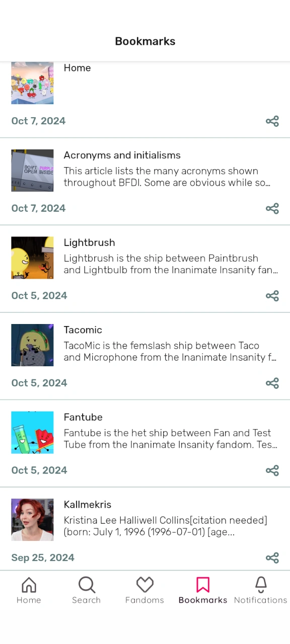 My FANDOM app boomarks | Fandom