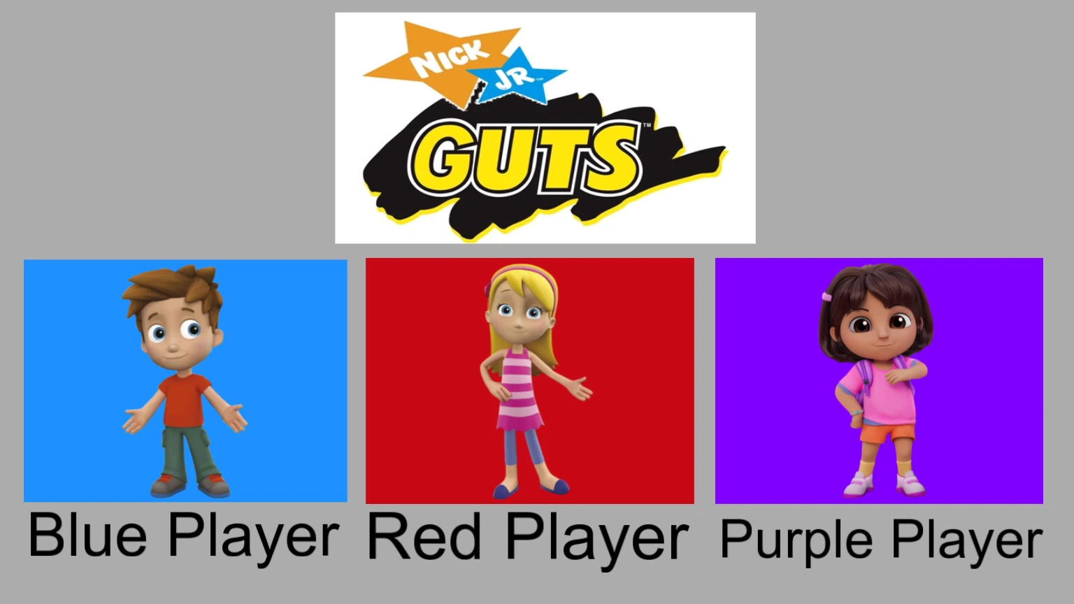 Nick Jr GUTS: Alex (Blue) vs. Katie (Red) vs. Dora (Purple) | Fandom