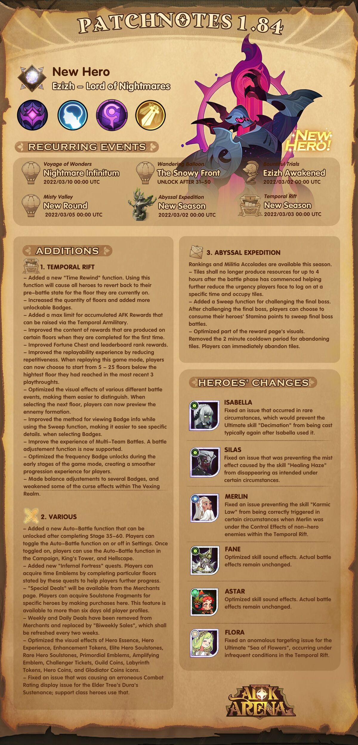 Update 184 Patch Notes Afk Arena Wiki Fandom