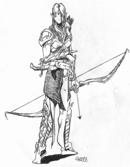 Medieval Archer Female Drawing