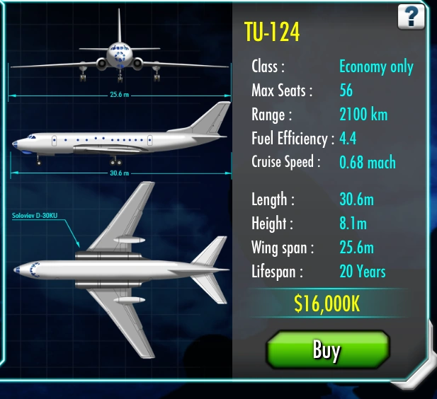 Tupolev Tu-124 | Air Tycoon Online Wiki | Fandom