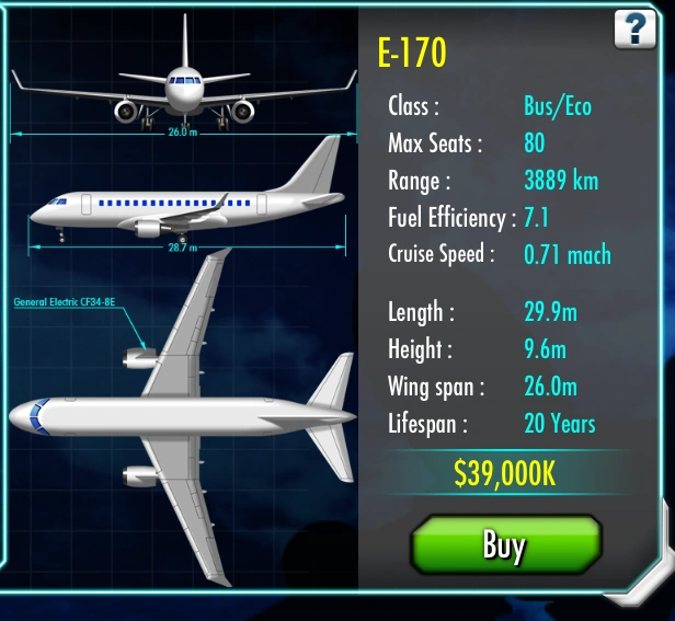 Embraer E-Jet | Air Tycoon Online Wiki | Fandom