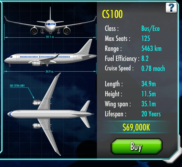 Bombardier CSeries/CS100 | Air Tycoon Online Wiki | Fandom