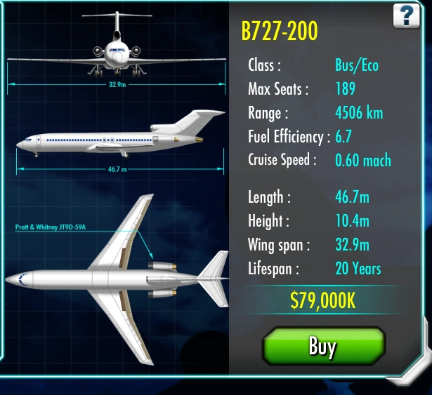 Boeing 727/727-200 | Air Tycoon Online Wiki | Fandom