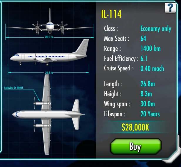 Ilyushin IL-114 | Air Tycoon Online Wiki | Fandom