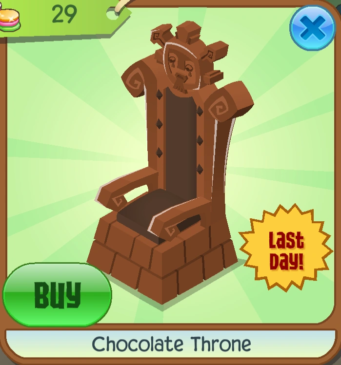 Chocolate Throne | Animal Jam Item Worth Wiki | Fandom
