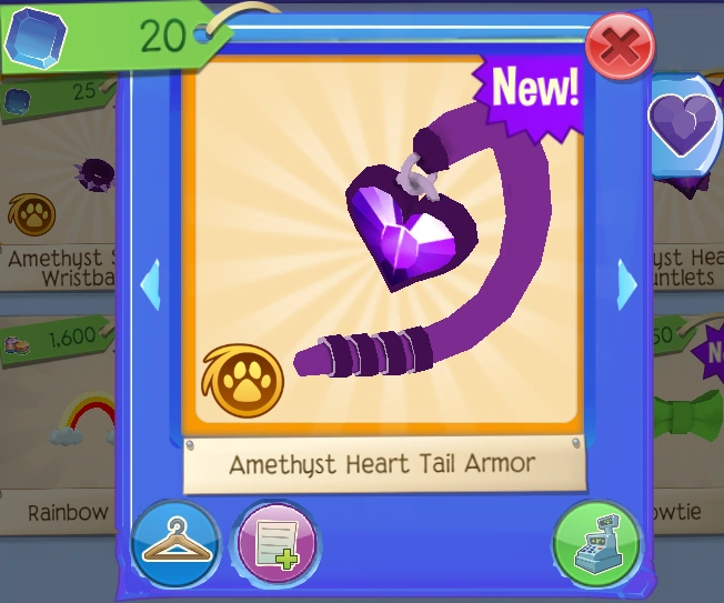 Amethyst Heart Tail Armor | Animal Jam Wiki | Fandom