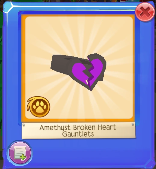 Amethyst Broken Heart Gauntlets | Animal Jam Wiki | Fandom