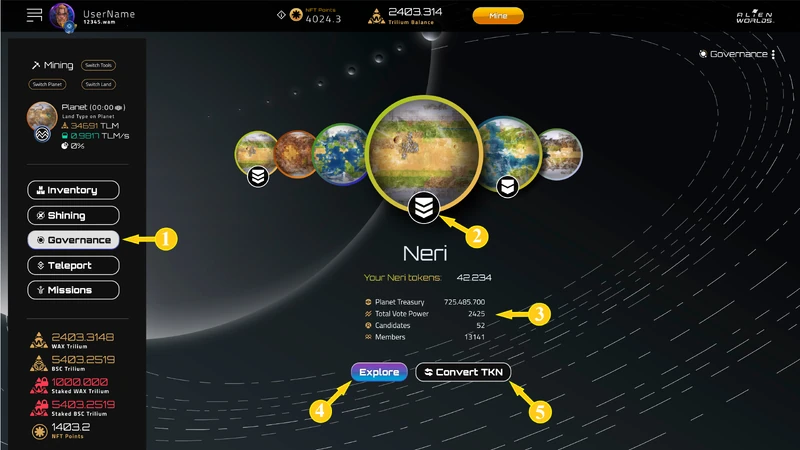 Governance Interface | Alien Worlds Wiki | Fandom