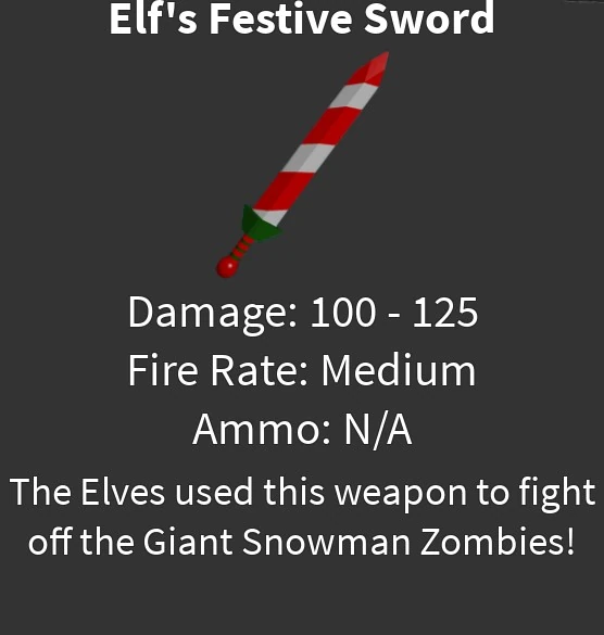 Elf's Festive Sword | ALL OUT ZOMBIES Wiki | Fandom