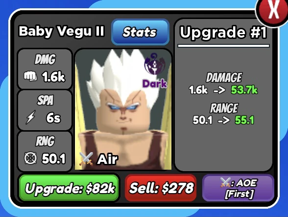 Baby Vegu II (Baby Vegeta) | Roblox: All Star Tower Defense Wiki | Fandom