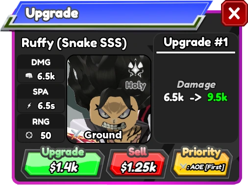 Ruffy (Snake SSS) - Luffy (Snakeman) | Roblox: All Star Tower Defense ...