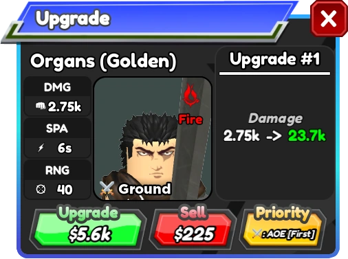 Organs (Golden) - Guts | Roblox: All Star Tower Defense Wiki | Fandom