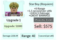 Star Boy (Requiem) - Giorno Giovanna | Roblox: All Star Tower Defense ...